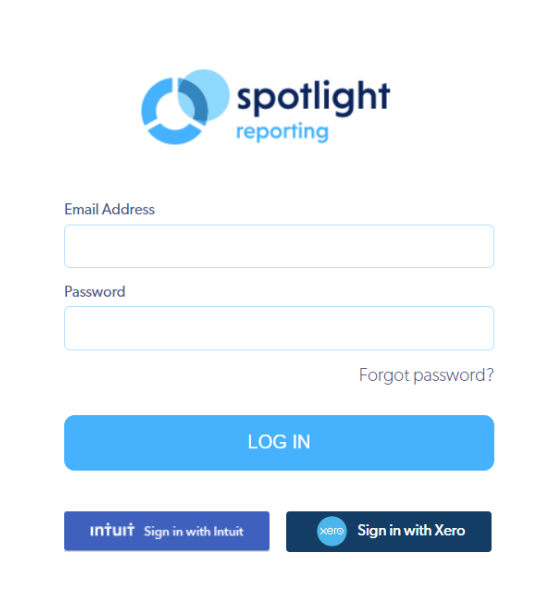 Sign in to Spotlight Reporting with Xero